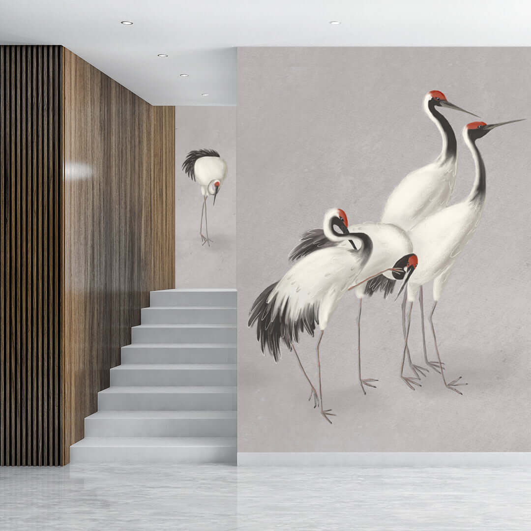 Crowned Crane Wall Mural exclusive at Giava – Giava Interiors
